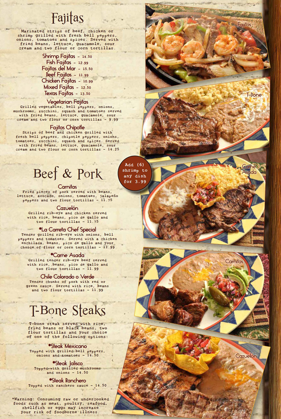 La Carreta Mexican - Western Location Menu